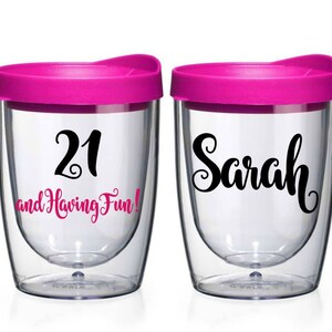 21st Birthday Cups Birthday Wine Tumbler Wine Sippy Cup - Etsy
