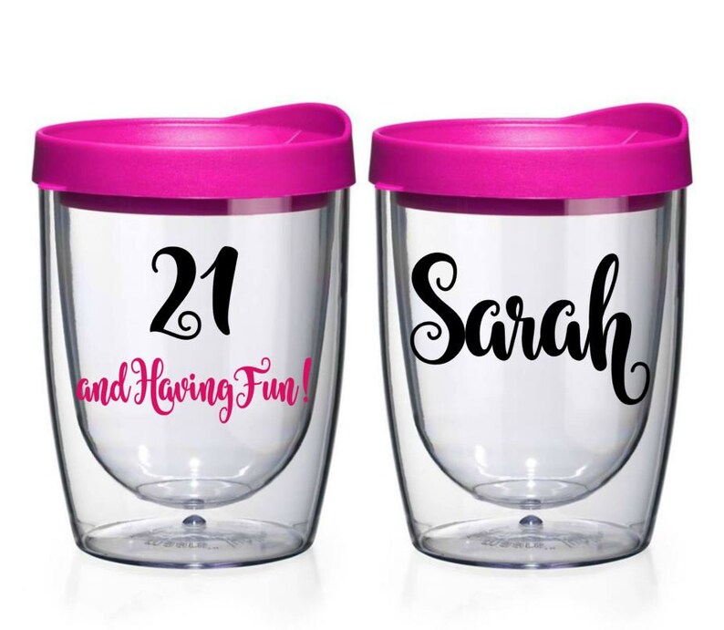 21st Birthday Cups Birthday Wine Tumbler Wine Sippy Cup | Etsy