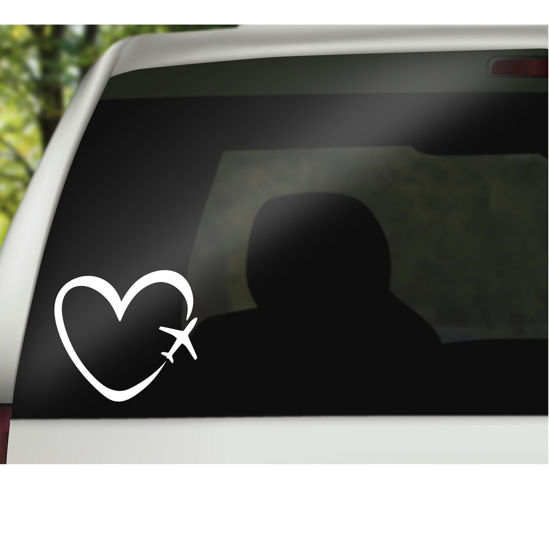 Airplane Heart Decal, Travel Decal, Flight Attendant Gift, Tumbler ...