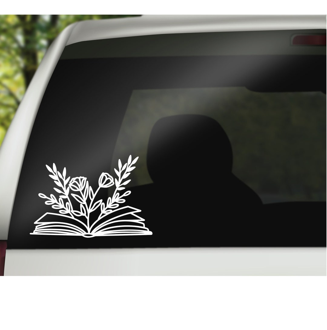 Flower Book Decal, Floral Decal, Librarian Gift, Book Lover Gift ...