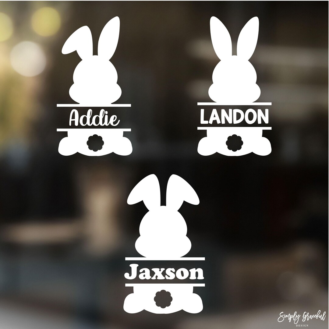 Personalized Easter Bunny Decal, Easter Bucket Decal, Bunny Monogram ...