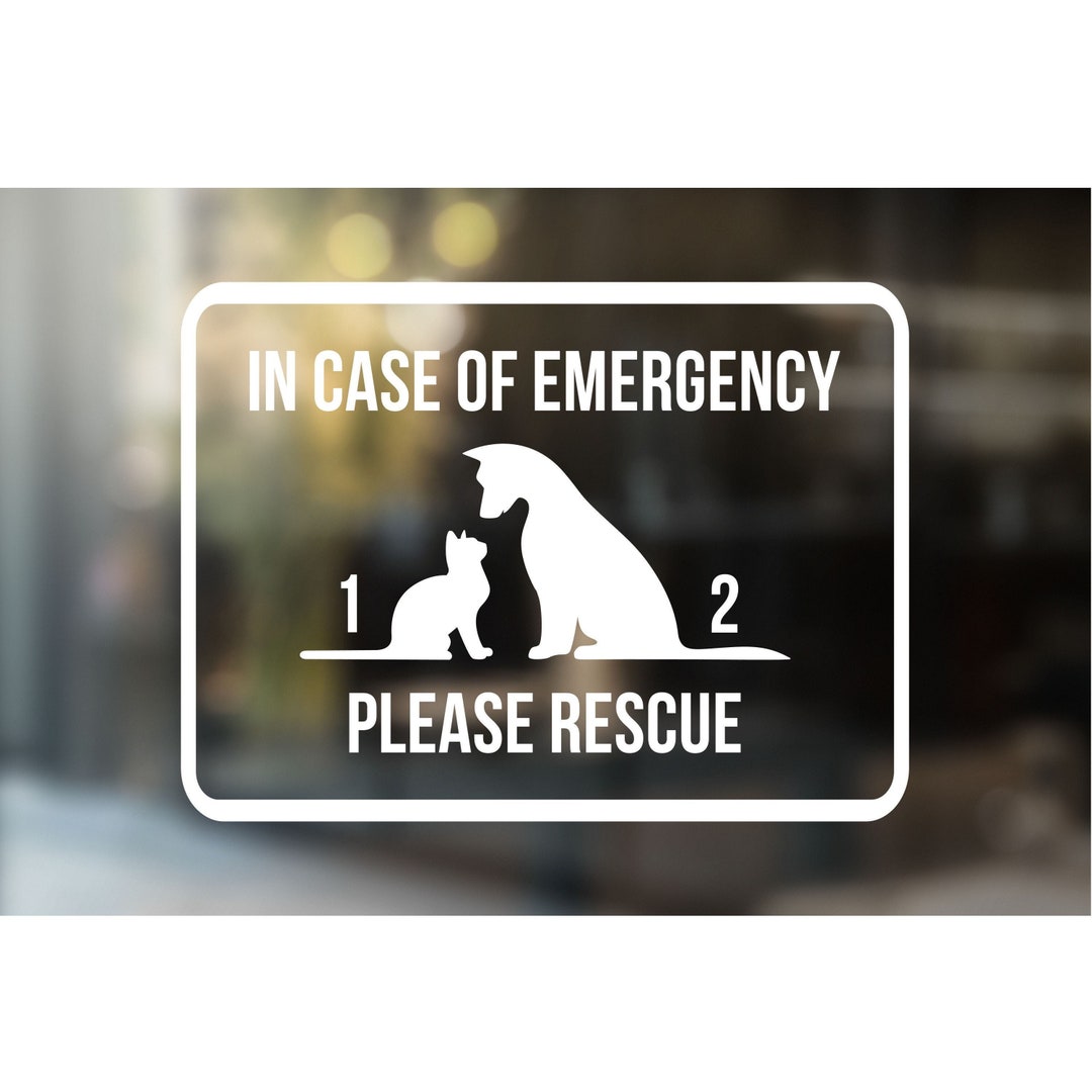 Pet Emergency Decal, in Case of Emergency, Pet Rescue Decal, Front Door ...