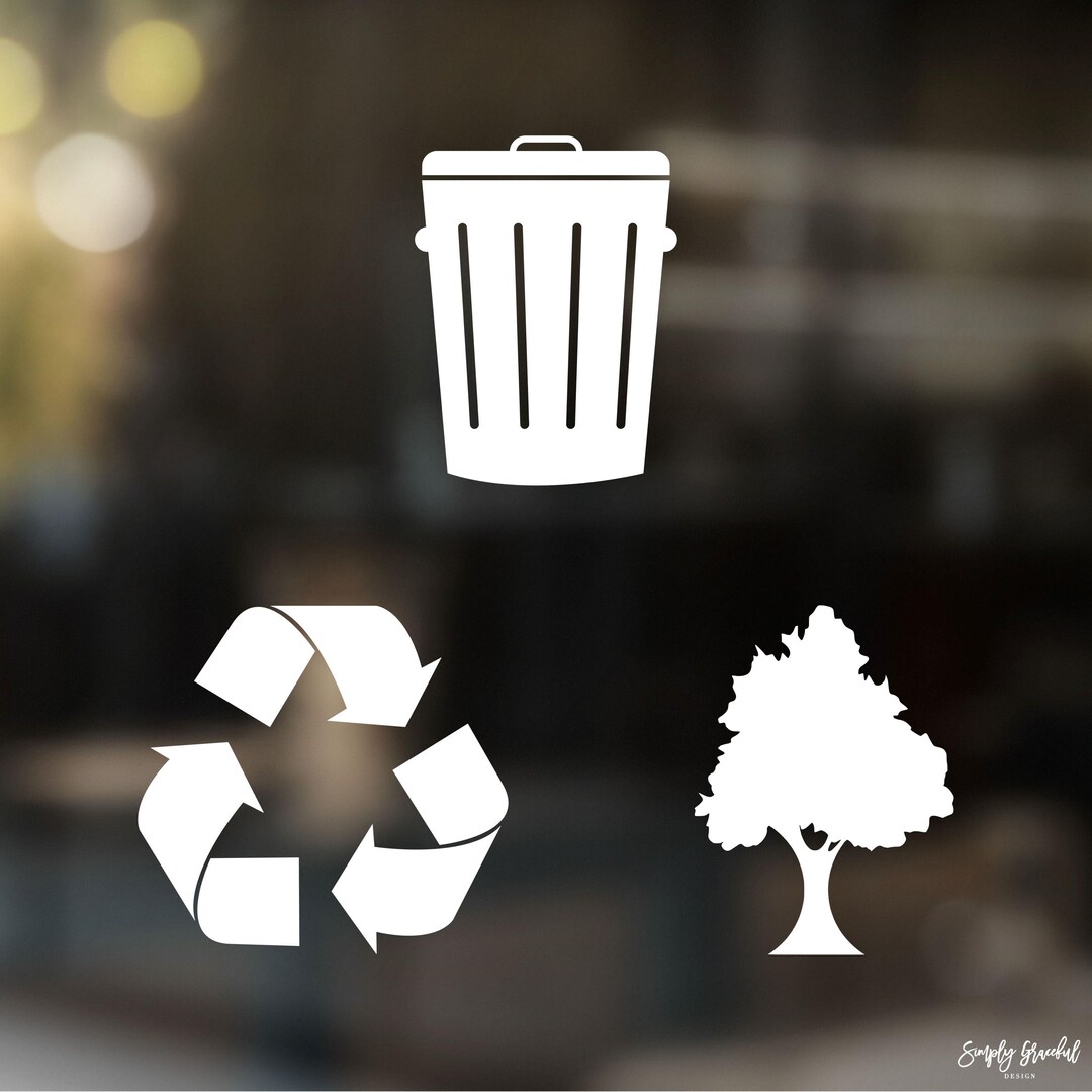 Trash Recycle Decals, Trash Can Label, Recycle Bin Decal, Kitchen ...