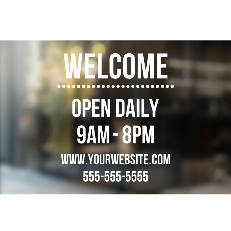 Store Hours Window Decal Storefront Decal Business Hours - Etsy