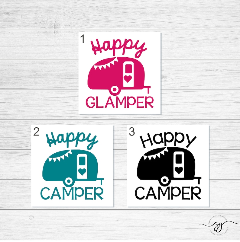 Happy Camper Decal Happy Glamper Decal Cute Camping Decal - Etsy