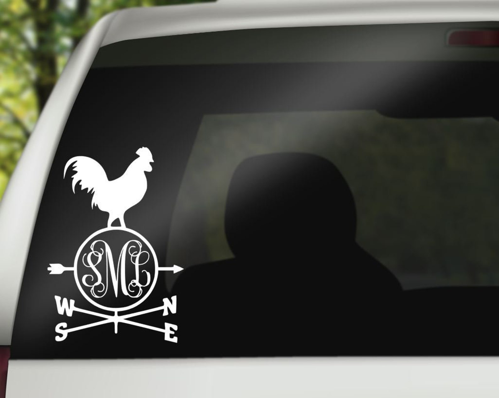 Rooster Decal Chicken Decal Monogram Decal Farm House | Etsy