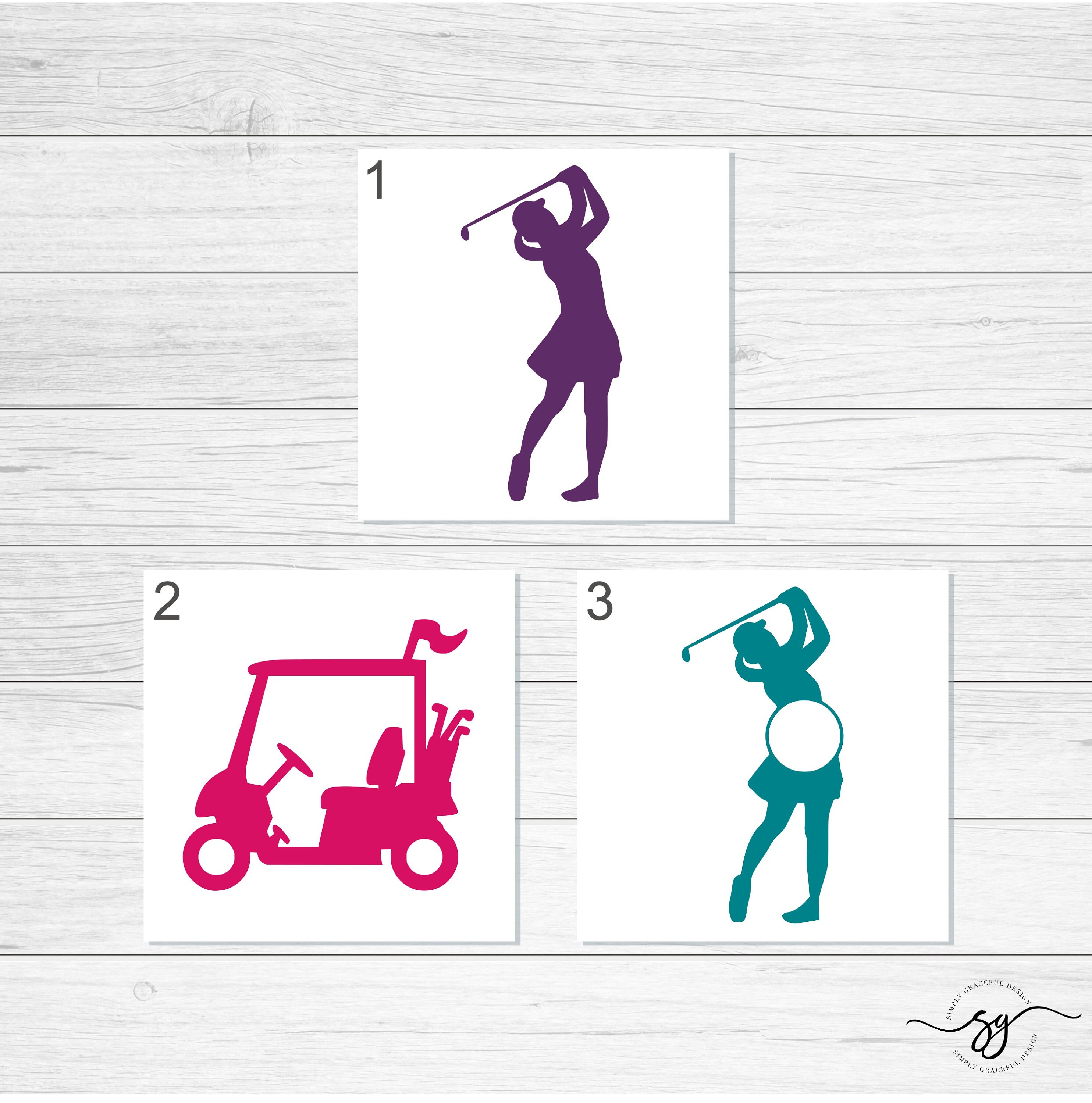 Golf Monogram Decal Female Golfer Decal Women's Golf | Etsy
