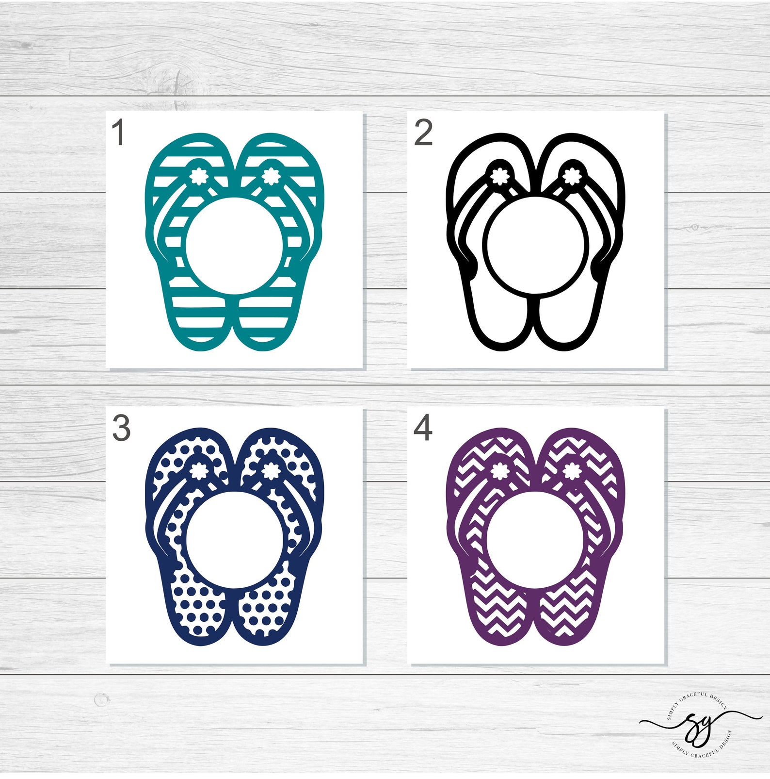 Flip Flop Monogram Decal, Summer Beach Car Decal - Etsy