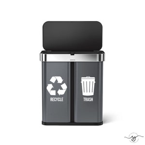 Trash and Recycle Decal, Garbage Can Label, Recycling Bin Decal ...