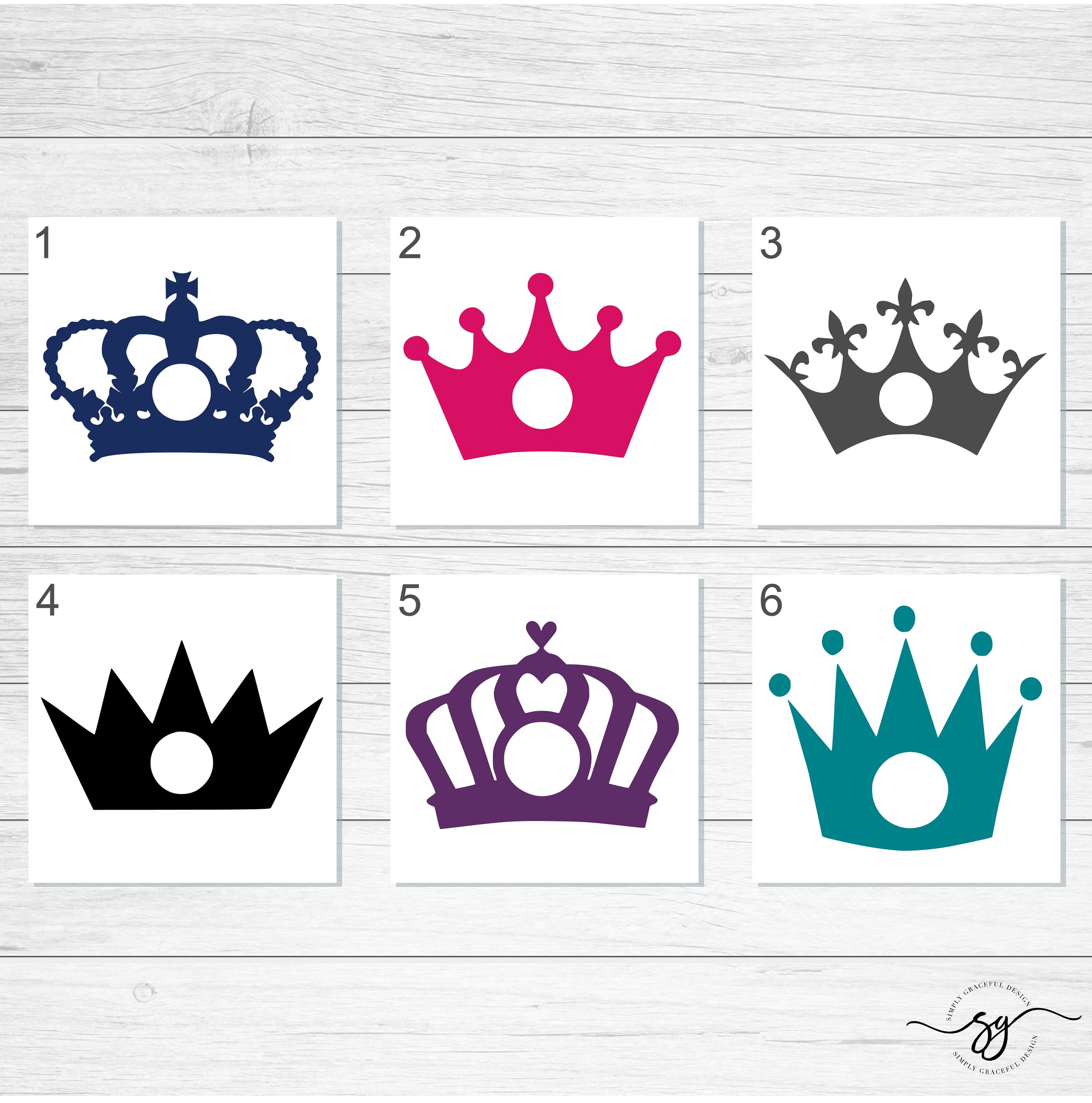 Crown Monogram Decal Crown Decal Princess Party Favor | Etsy