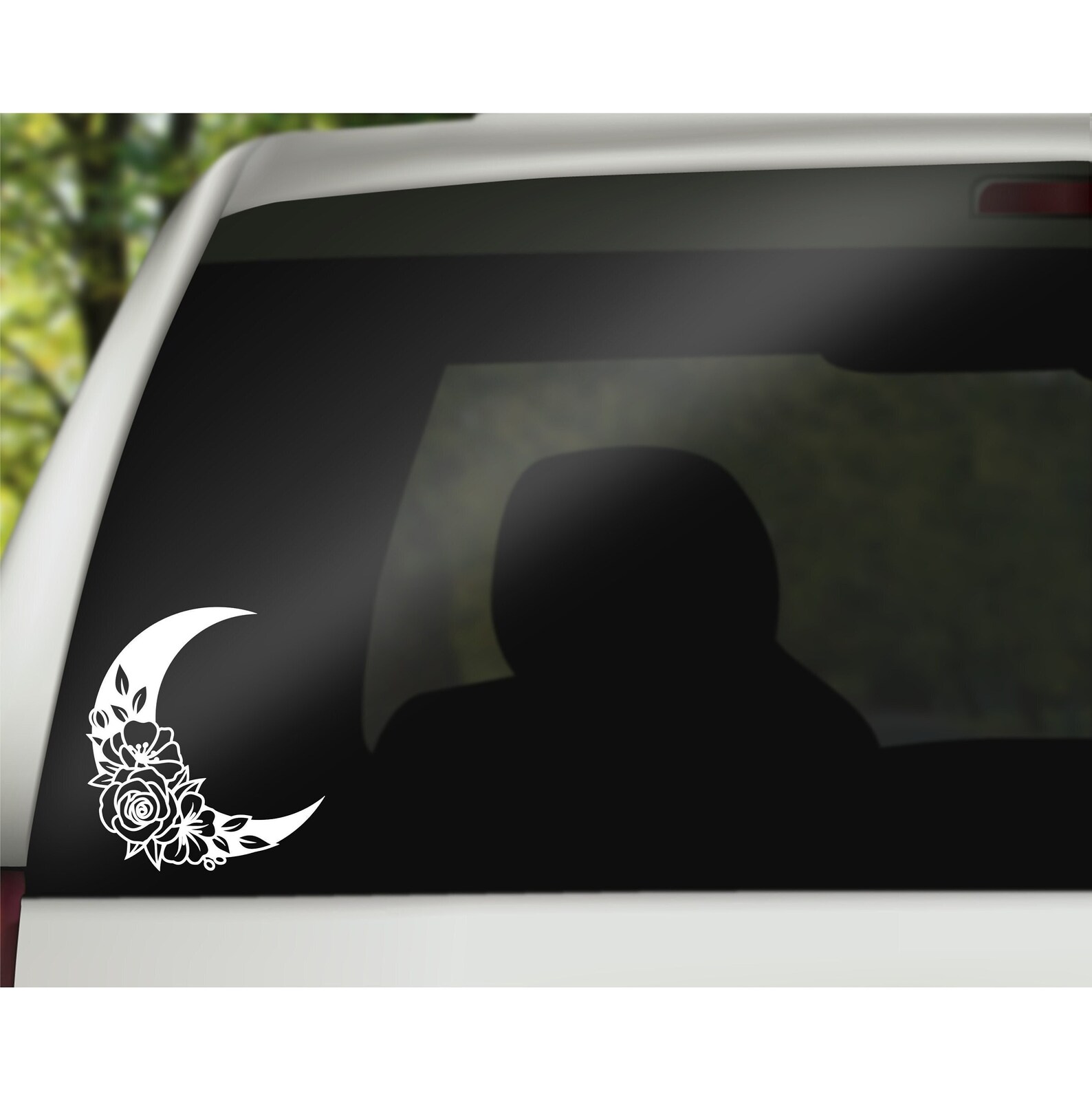Floral Moon Decal, Celestial Decal, Crescent Moon Decal, Boho Car Decal ...