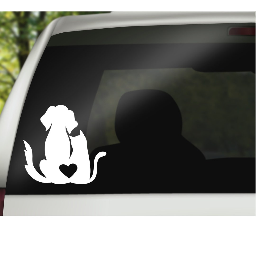 Dog Cat Heart Decal, Dog and Cat Decal, Pet Decal, Cat Decal, Dog Decal ...
