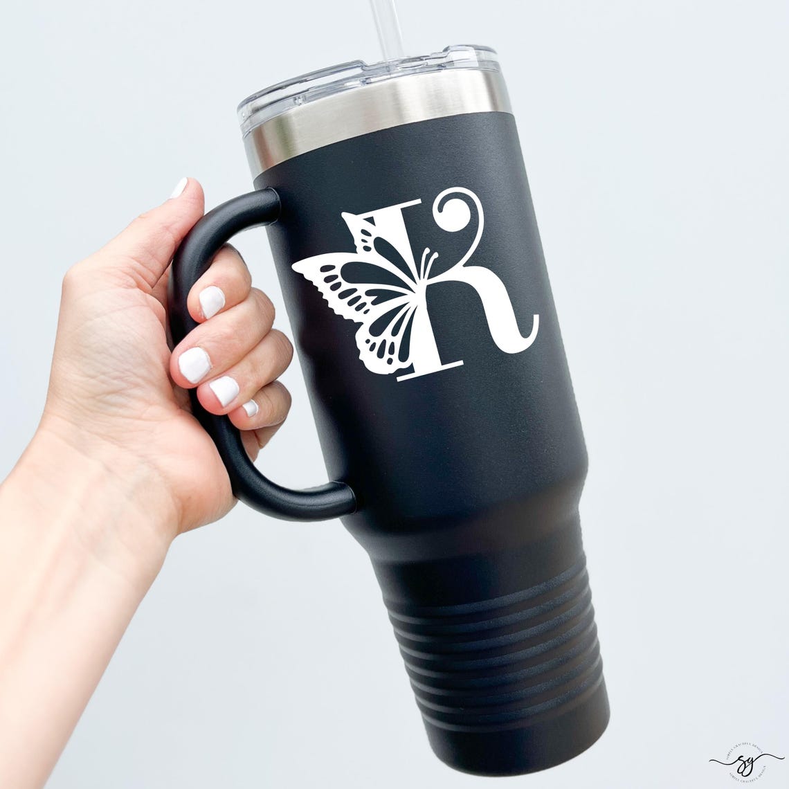 Butterfly Initial Decal, Monogram Decal, Single Letter Decal, Tumbler ...