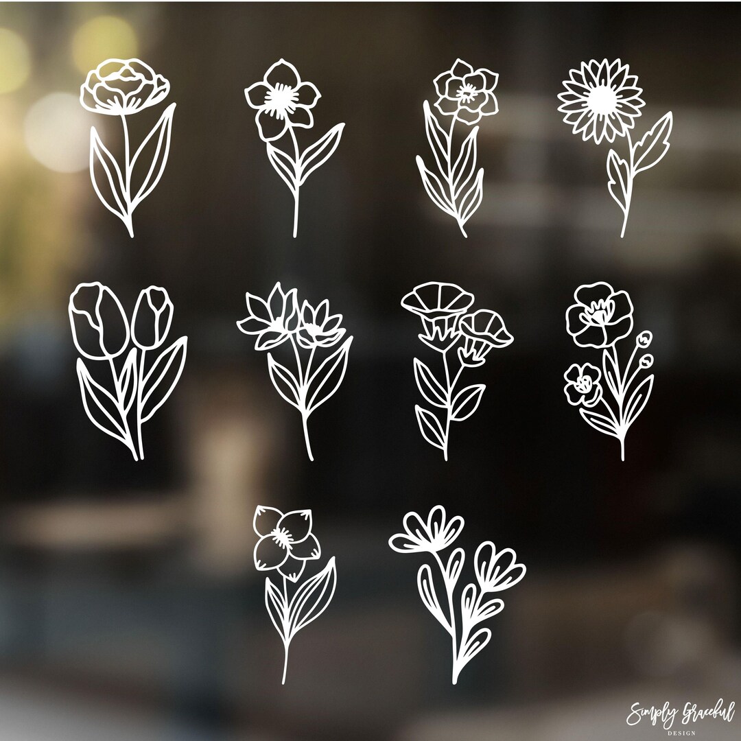 Flower Decal, Wildflower Decal, Flower Lover Gift, Floral Car Decal - Etsy