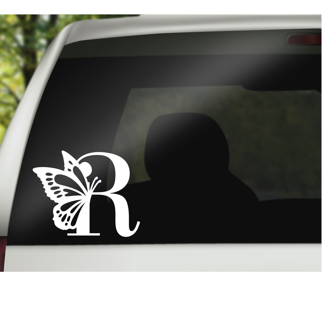 Butterfly Initial Decal, Monogram Decal, Single Letter Decal, Tumbler ...
