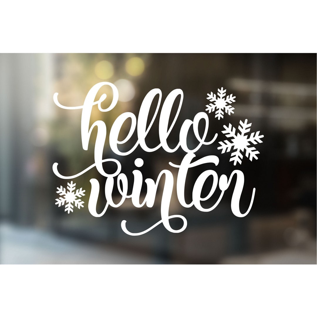Hello Winter Decal, Holiday Decal, Snowflake Decal, Christmas Decor ...