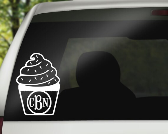 Cupcake Decal Cupcake Monogram Baker Gift Glitter Vinyl - Etsy