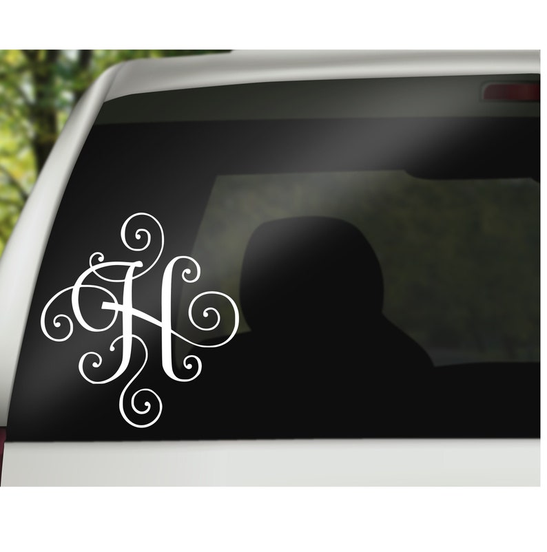Scroll Initial Decal Monogram Letter Decal Fancy Initial - Etsy