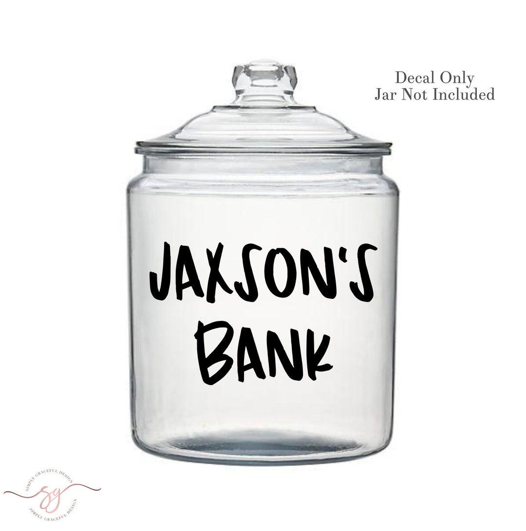 Kids Coin Bank Decal, Money Jar Decal, Savings Jar Decal, Piggy Bank ...
