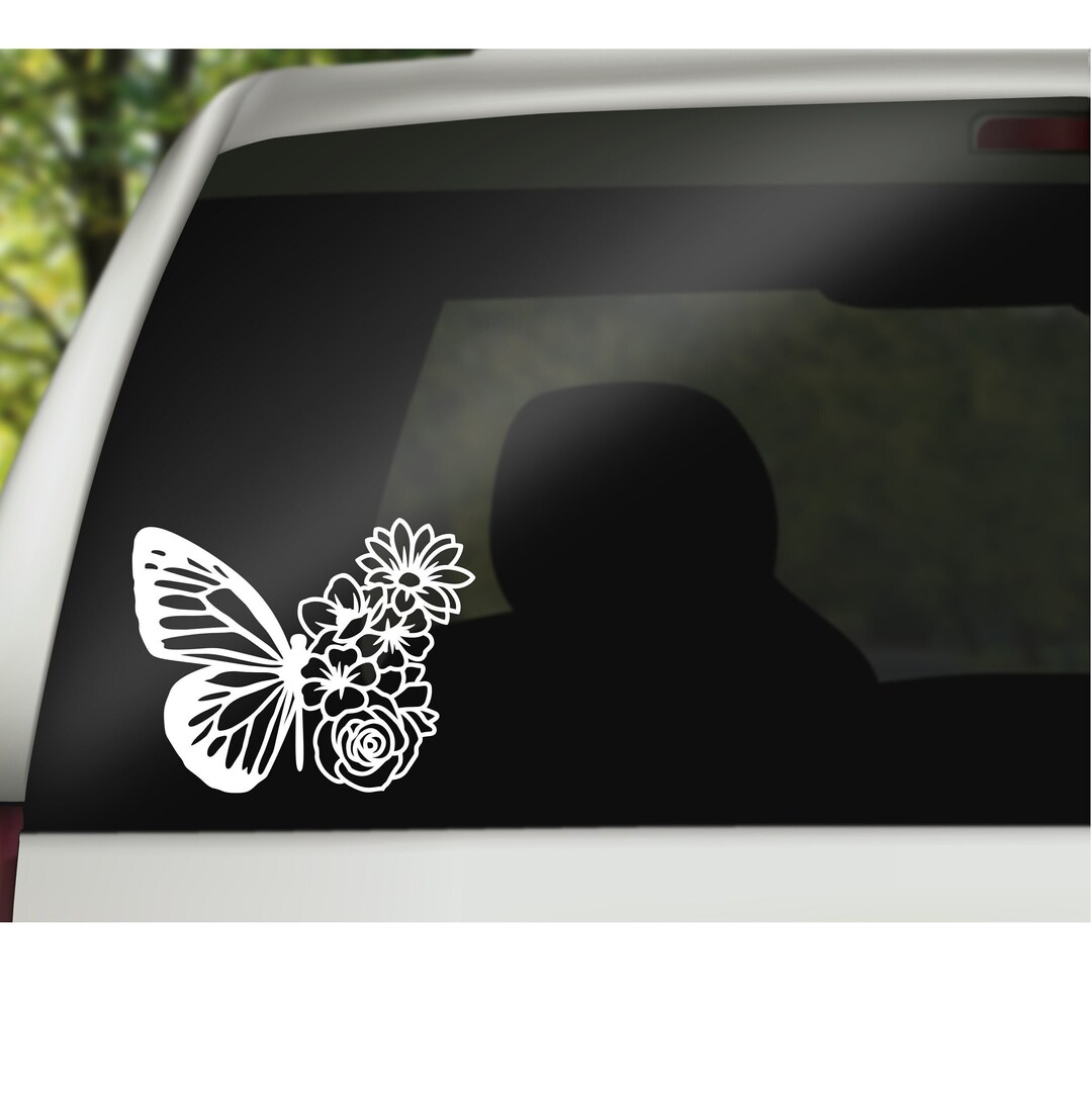 Butterfly Flower Decal, Floral Decal, Tumbler Decal, Gift for Teen ...
