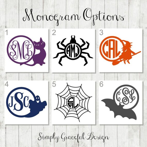 Halloween Monogram Decal Halloween Decal Spider Decal Ghost | Etsy