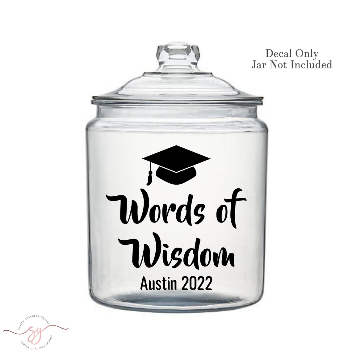 Graduation Wishes Words of Wisdom Personalized Jar Decal - Etsy