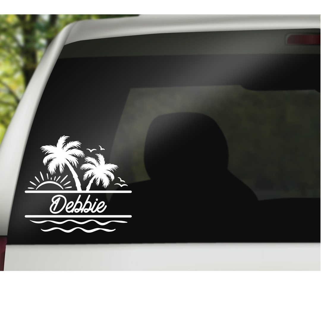 Palm Tree Ocean Decal, Sunset Decal, Beachy Decal, Tropical Decal ...