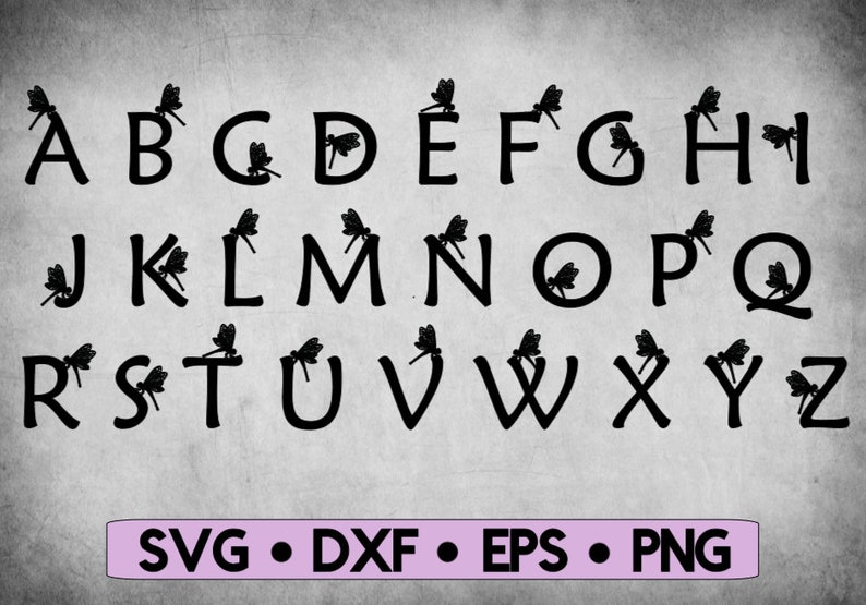 Dragonfly Letters SVG Bundle, Bug Text Dragonfly Text EPS DXF Alphabet ...