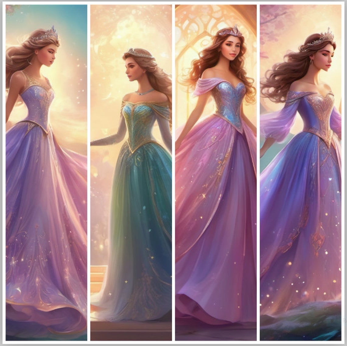 20 Elegant Princesses Bundle, Clip Art, Digital Art, Instant Download, PNG Files, Sublimation ...