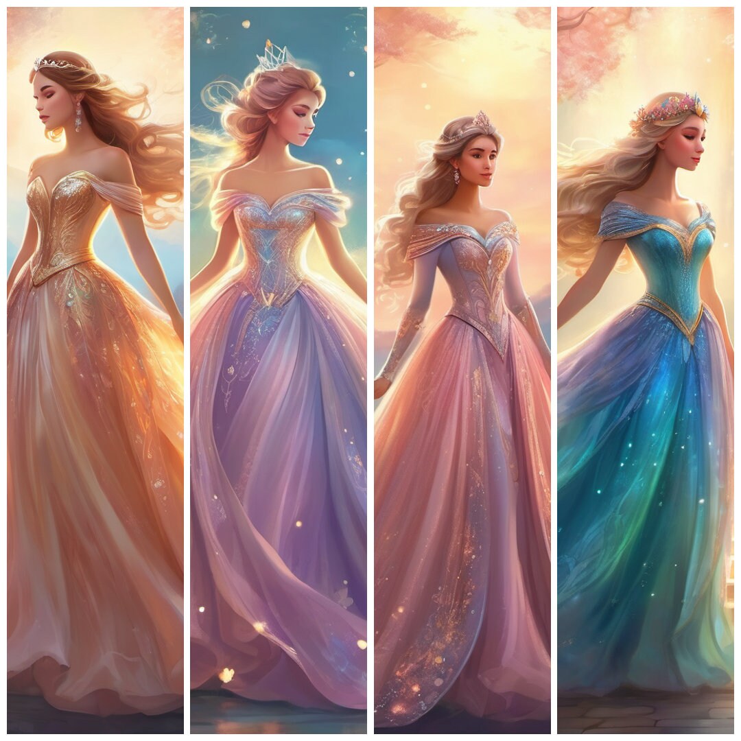 20 Elegant Princesses Bundle, Clip Art, Digital Art, Instant Download, PNG Files, Sublimation ...