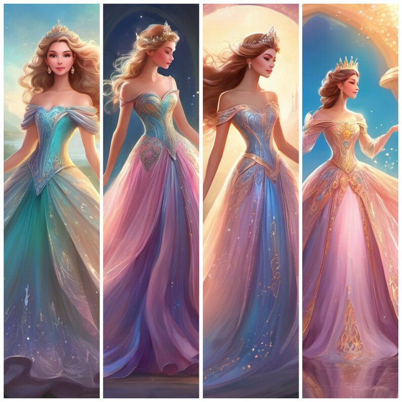 20 Elegant Princesses Bundle, Clip Art, Digital Art, Instant Download, PNG Files, Sublimation ...