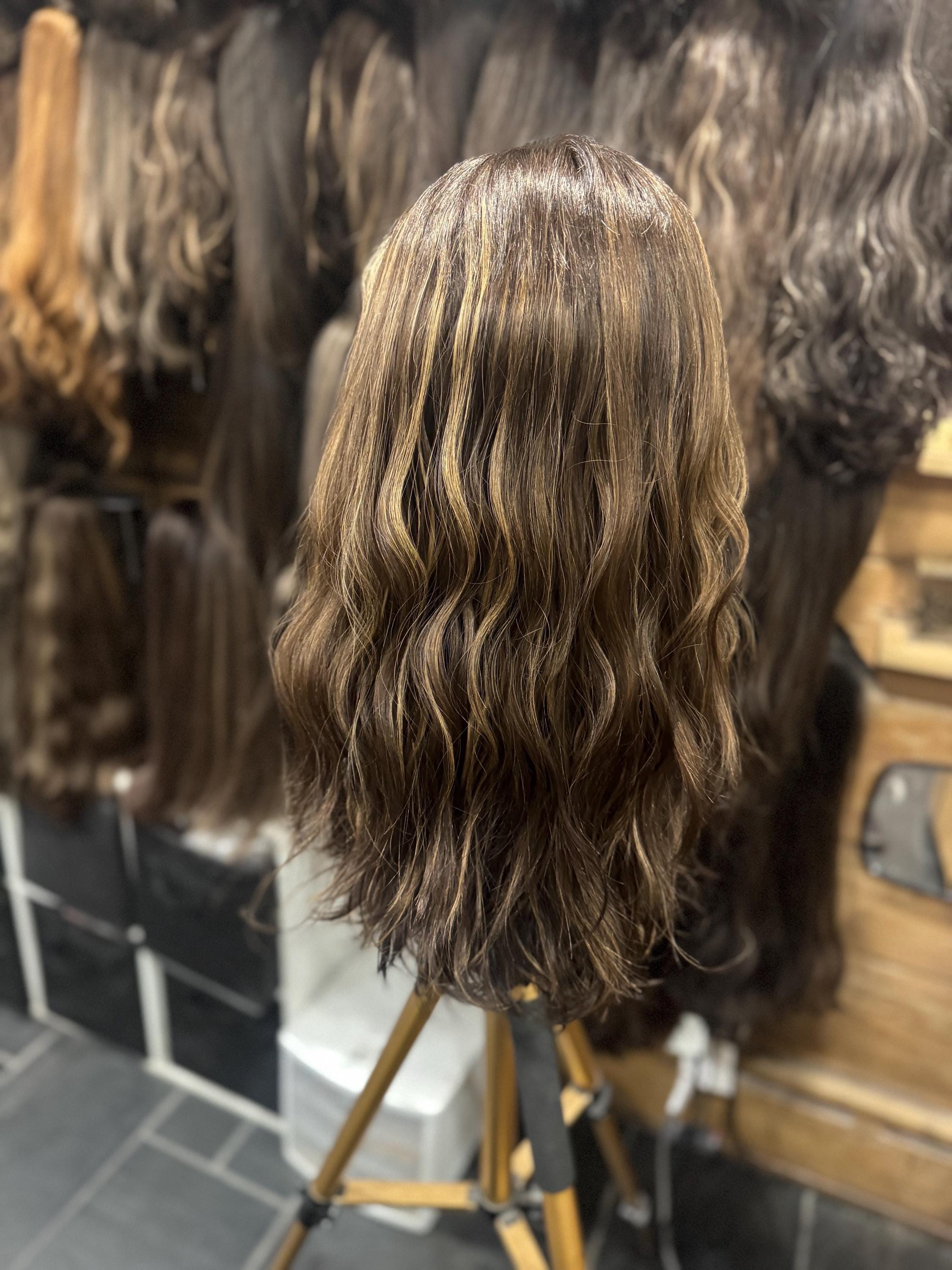 100% Human Hair Kosher Wig Sheitel 22 Inch Melanie Large Cap Lace Top ...
