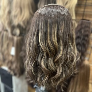 100% Human Hair Kosher Wig Sheitel 21 Inch Amelia Wavy Large Cap Hat ...