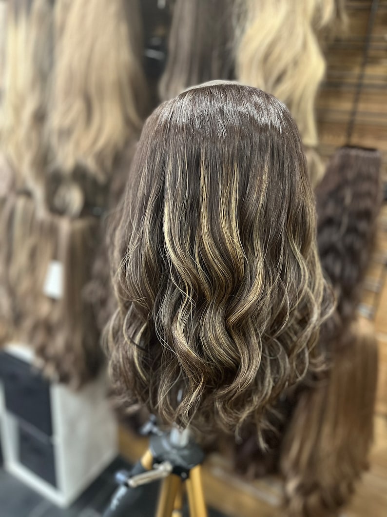 100% Human Hair Kosher Wig Sheitel 21 Inch Amelia Wavy Large Cap Hat ...