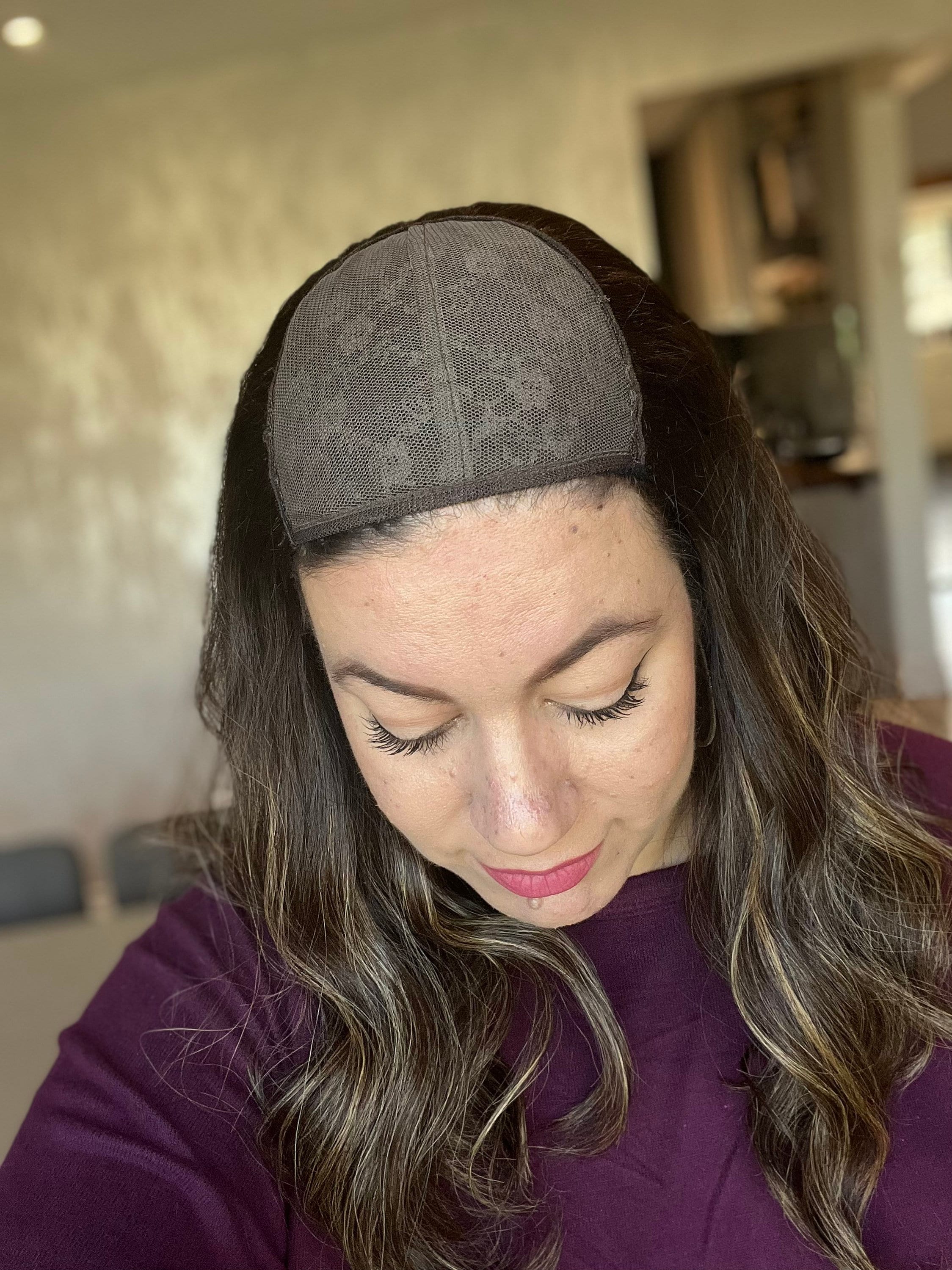 100% Human Hair Kosher Wig Sheitel 21 Inch Amelia Wavy Large Cap Hat ...