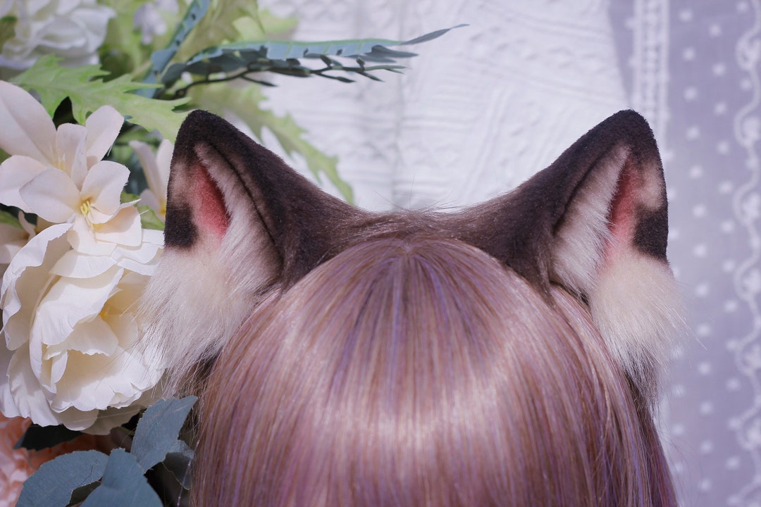 Chocolate the Cat Brown Cat Siamese Faux Fur Animal Ears Kemonomimi ...