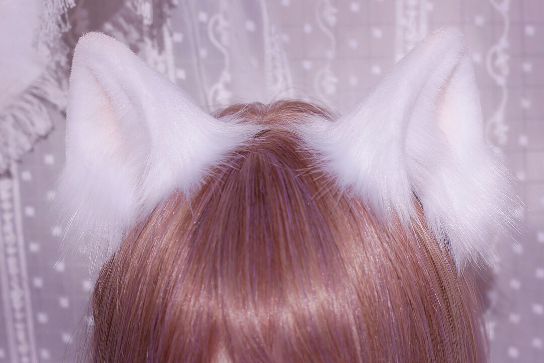 Lumi the Cat White Cat Ears Faux Fur Animal Ears Kemonomimi Catgirl ...