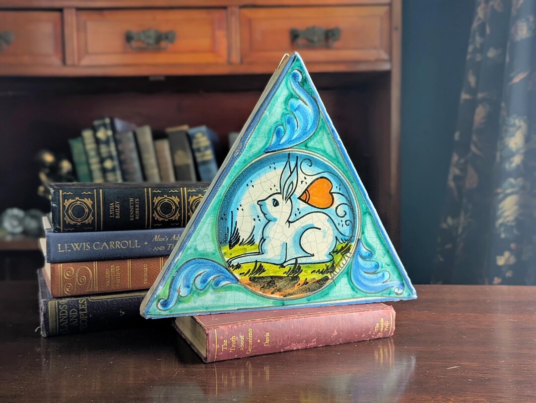 Vintage Italian Ceramic Triangular Tile | Fratantoni Ceramiche Rabbit ...