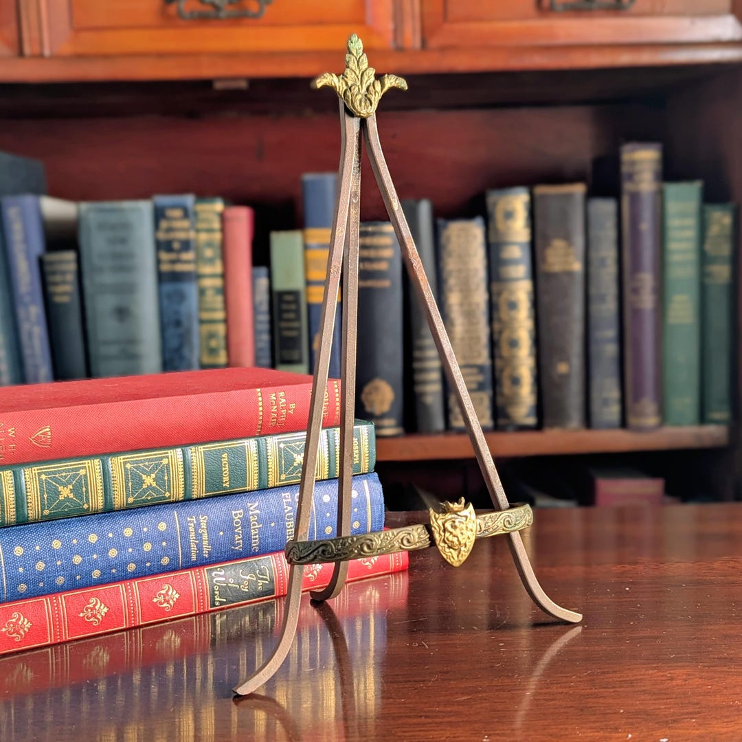 Vintage Italian Brass & Cast Iron Easel Stand | Ornate Display Stand ...