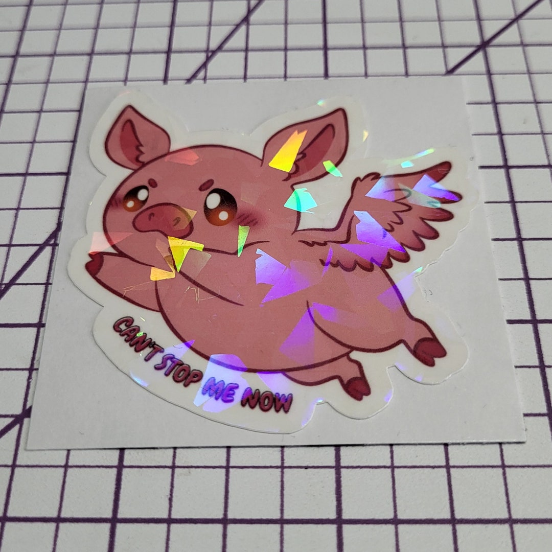 Flying Pig Sticker || Holographic Stickers - Etsy