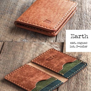 Handmade Leather Bi-fold Wallet: Full Grain Italian Leather Card Holder ...