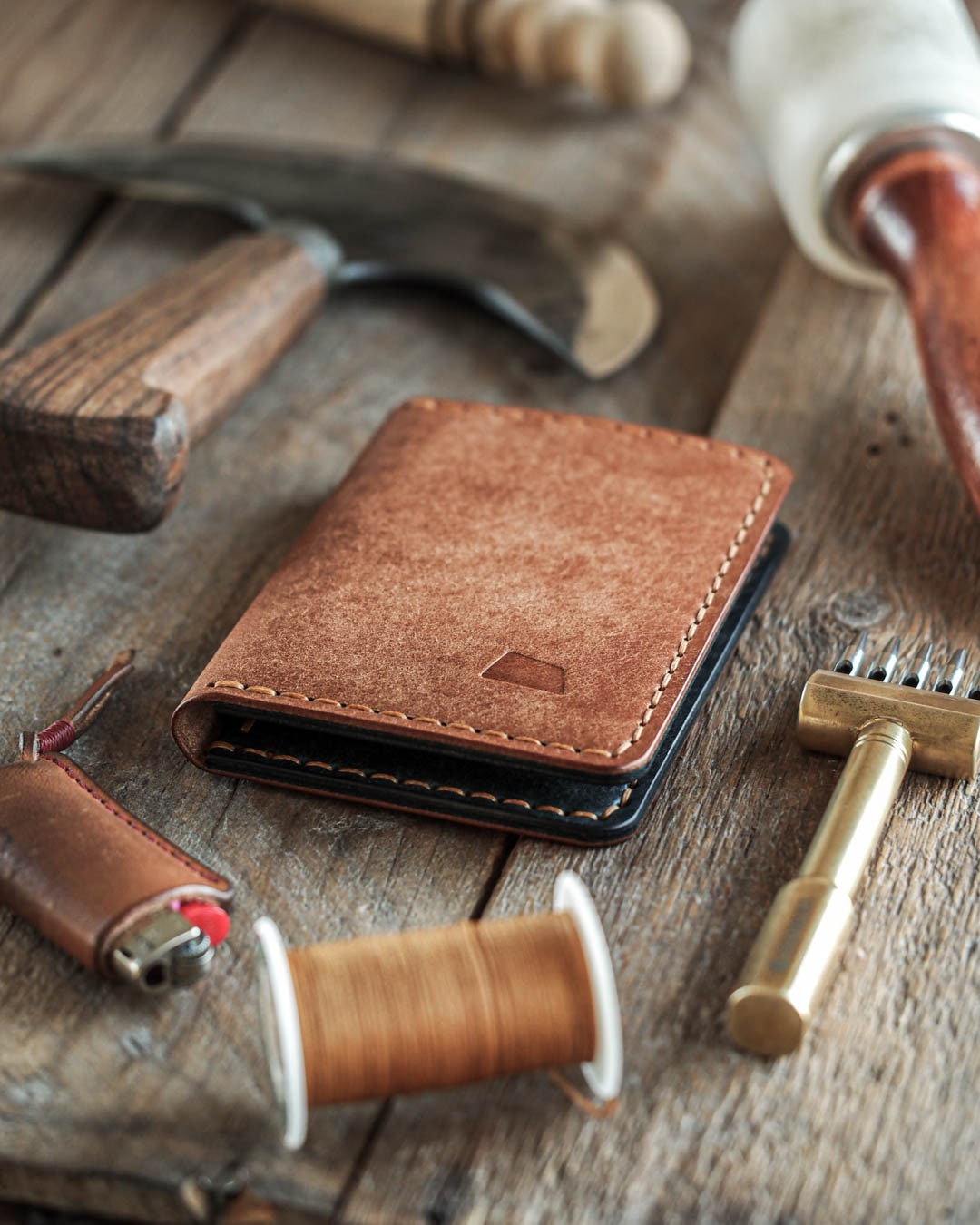 Handmade Brown Leather Bi-fold Wallet: Ranch Card Holder, Made in ...