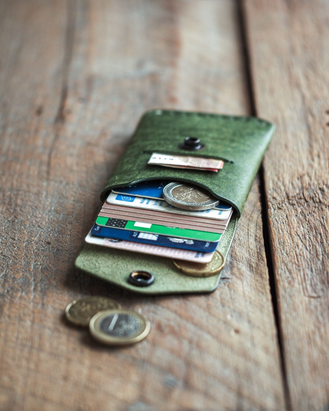Messenger Wallet | Minimalist Leather Wallet | Green Leather Wallet ...