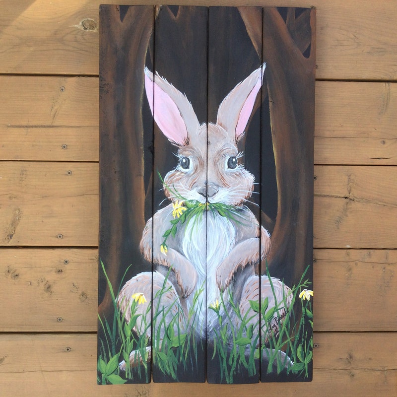 Wood Bunny Wall Art - Etsy