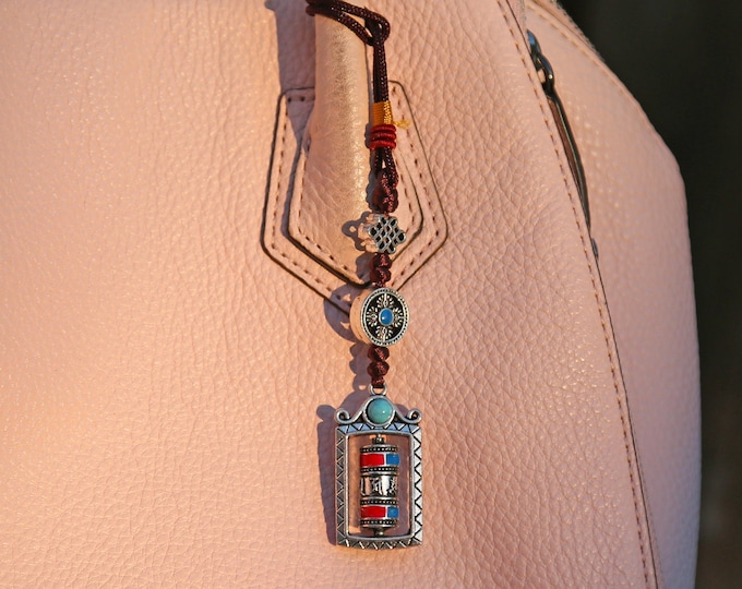 Tibetan Buddhist Prayer Wheel & Vajra Protection Zipper Charm, Buddhism ...