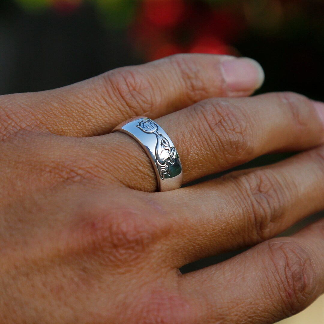 Praying Hand With Buddhist Sutra Adjustable Sterling Silver Ring ...