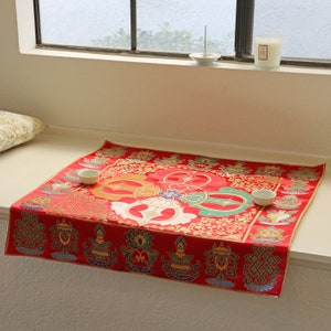 Tibetan Buddhist Ashtamangala Vajra Silk Brocade Shrine Table Cover ...