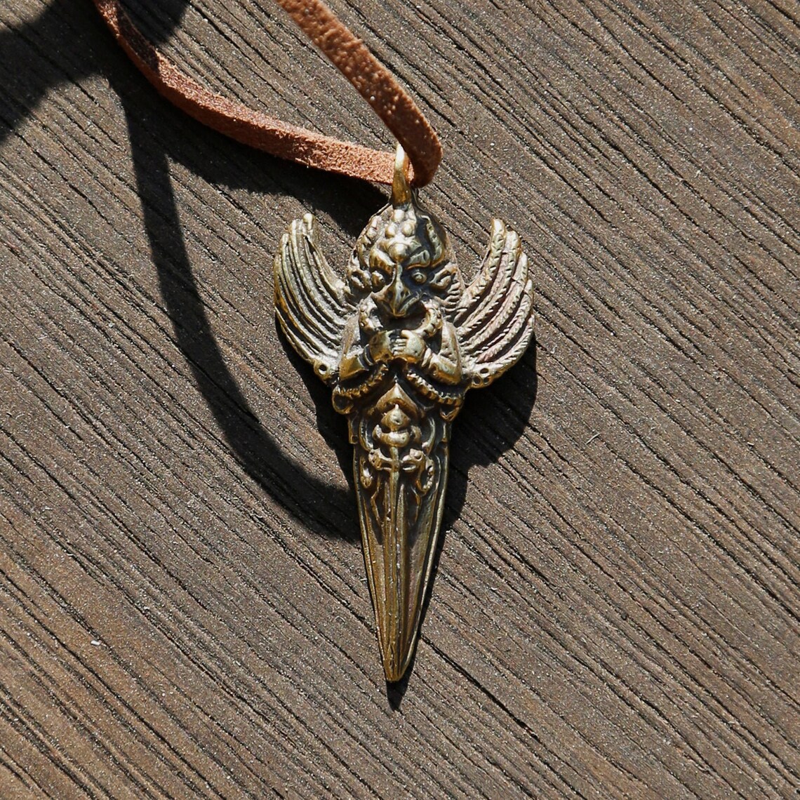 Vintage Brass Garuda Bird Necklace, Tibetan Buddhism Charm, With ...