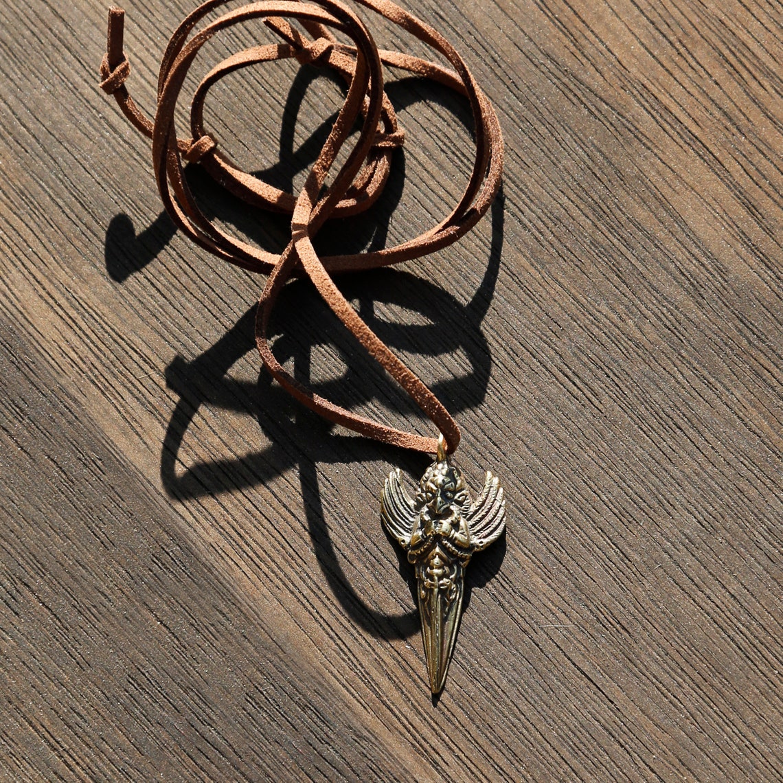 Vintage Brass Garuda Bird Necklace, Tibetan Buddhism Charm, With ...