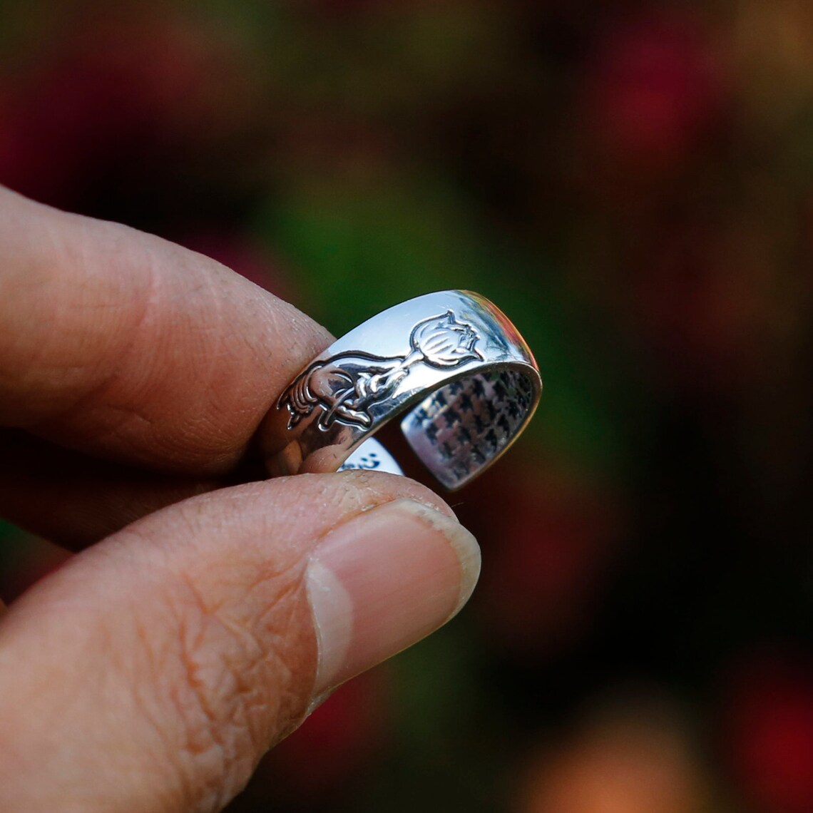 Praying Hand Sterling Silver Ring, Buddhist Sutra Engraved Inside ...